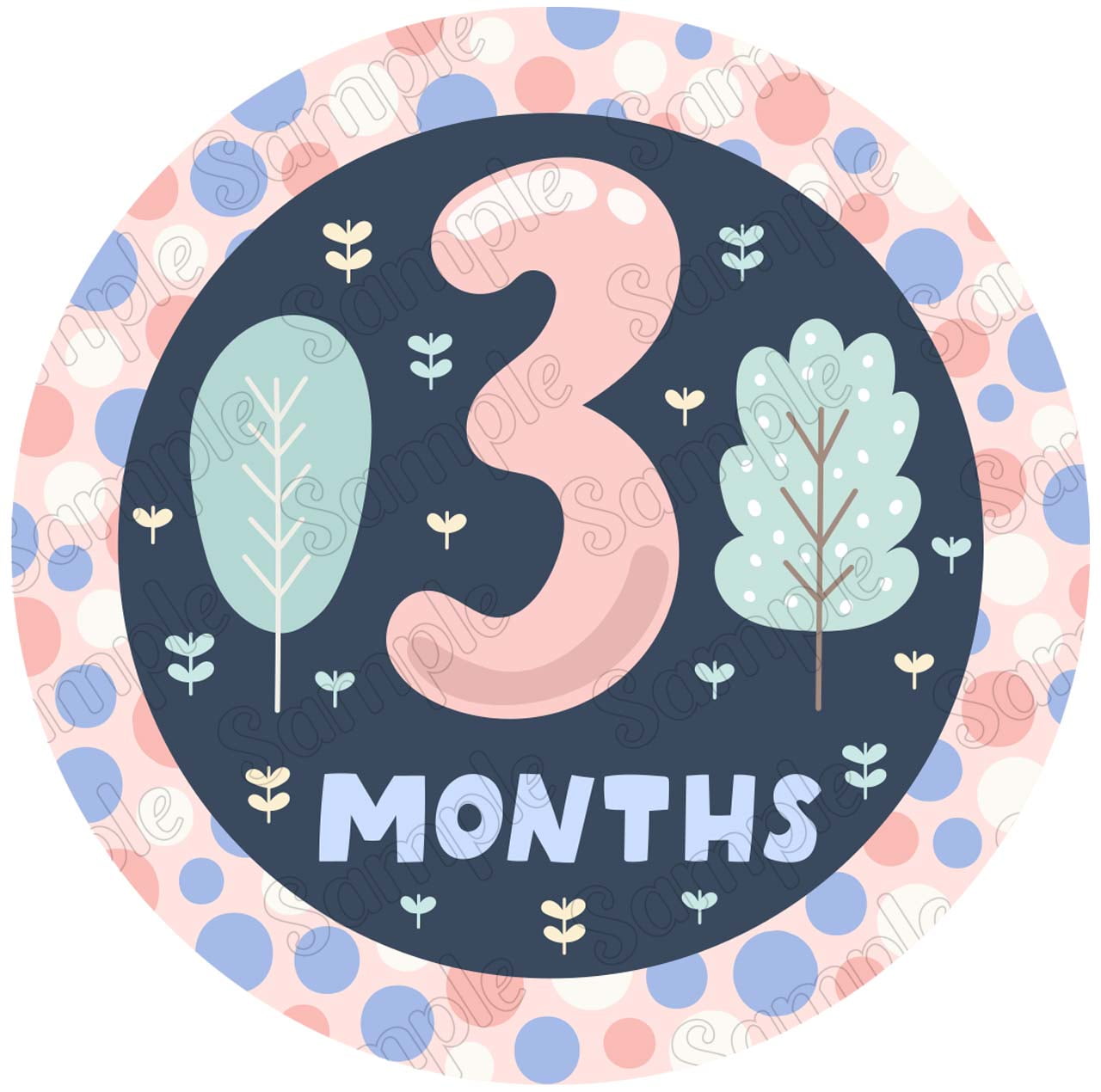 7.5 Inch Baby 3 Months Cake Topper - Round Edible Birthday Cake ...