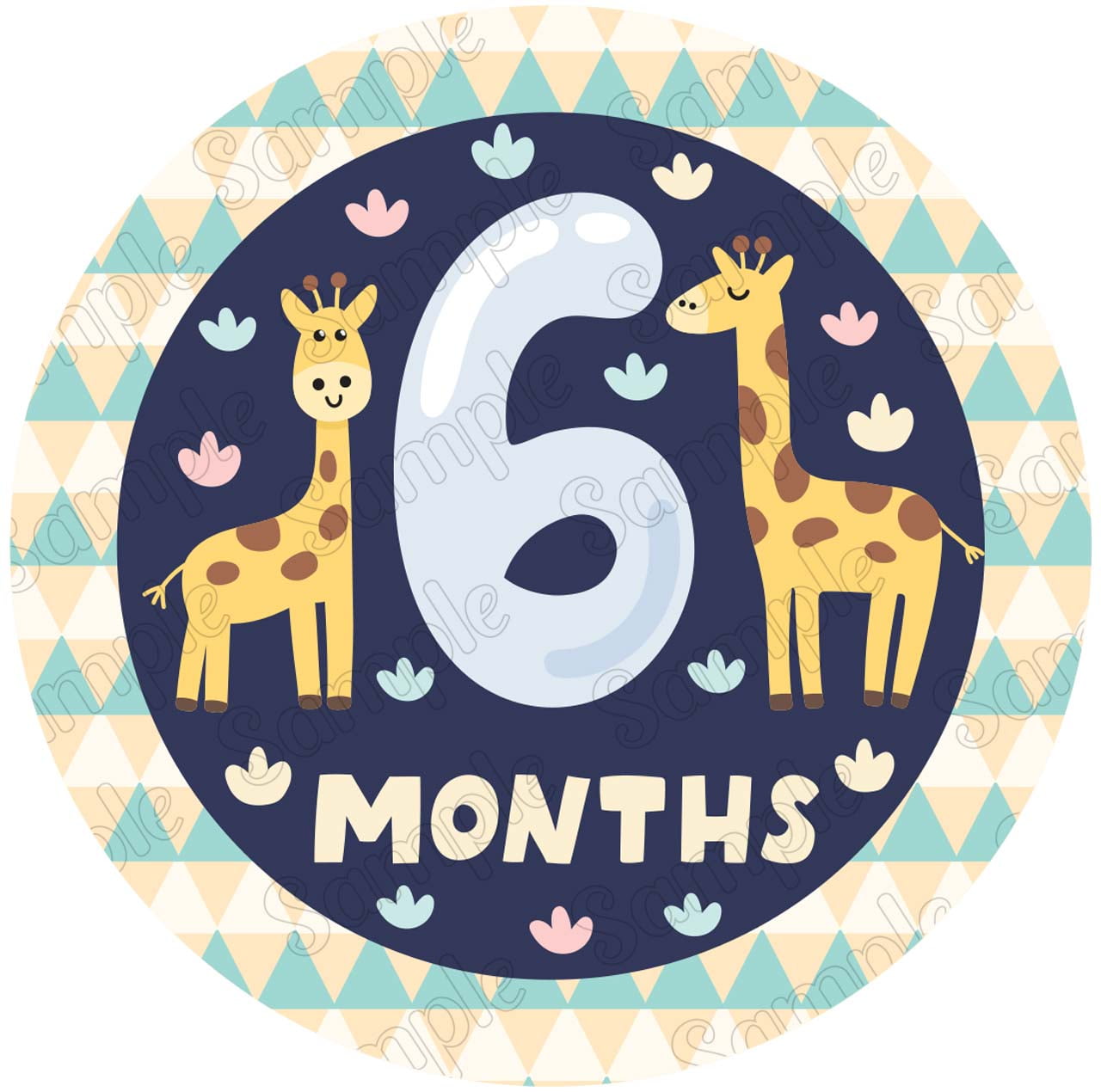 7.5 Inch Baby 6 Months Cake Topper - Round Edible Birthday Cake ...