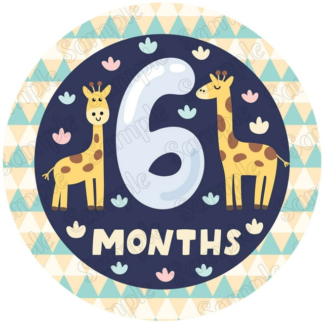 7.5 Inch Baby 6 Months Cake Topper - Round Edible Birthday Cake ...