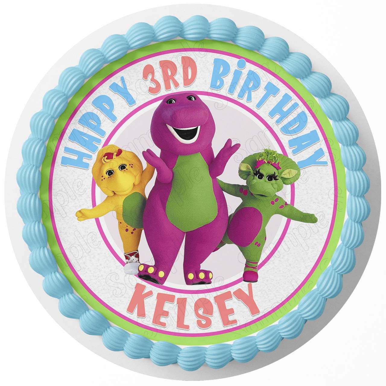 7.5 Inch Barney And Friends RD Cake Topper - Round Edible Birthday Cake ...