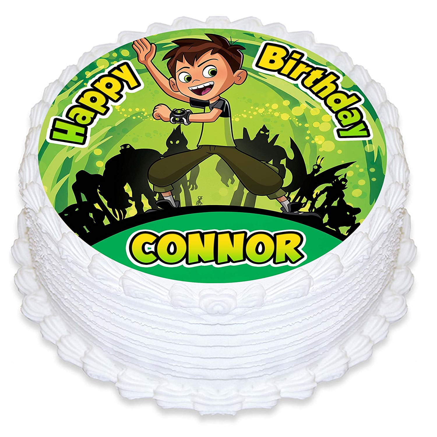 7.5 Inch Ben 10 Cake Topper - Round Edible Birthday Cake Decorations ...