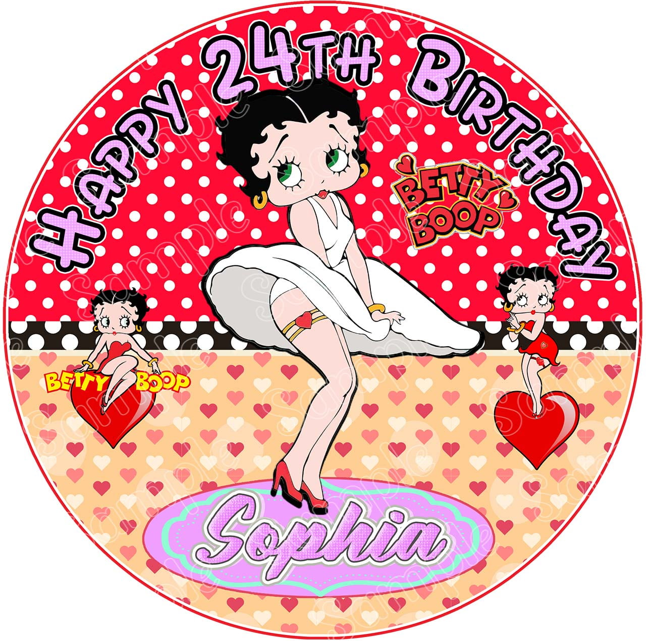 7.5 Inch Betty Boop Cake Topper - Round Edible Birthday Cake ...
