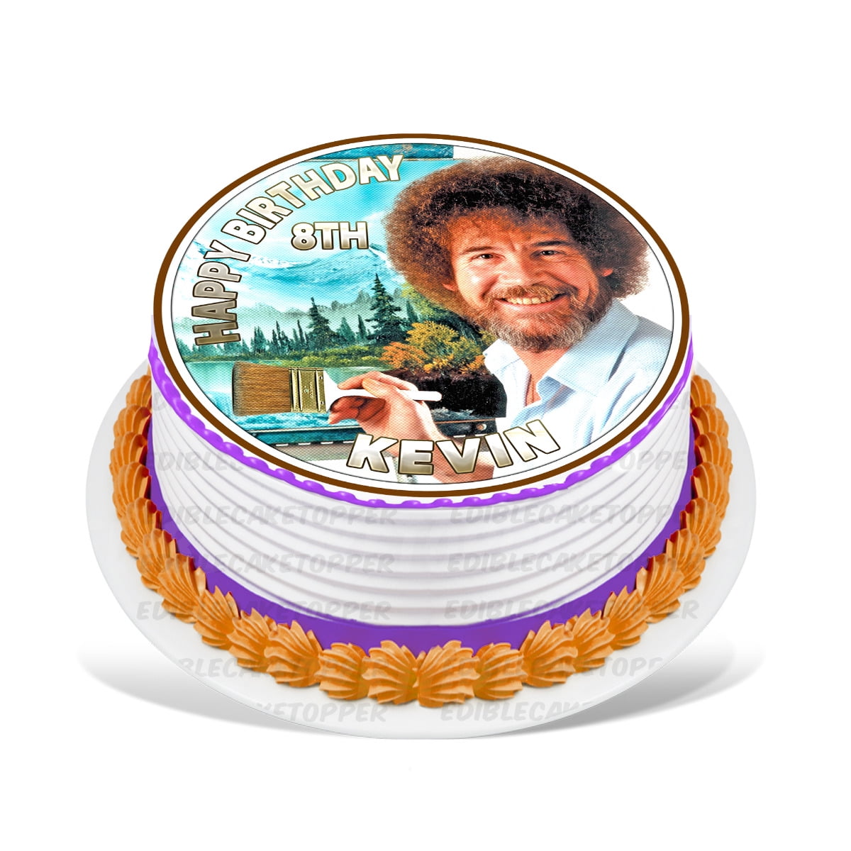 7.5 Inch Bob Ross Cake Topper - Round Edible Birthday Cake Decorations ...