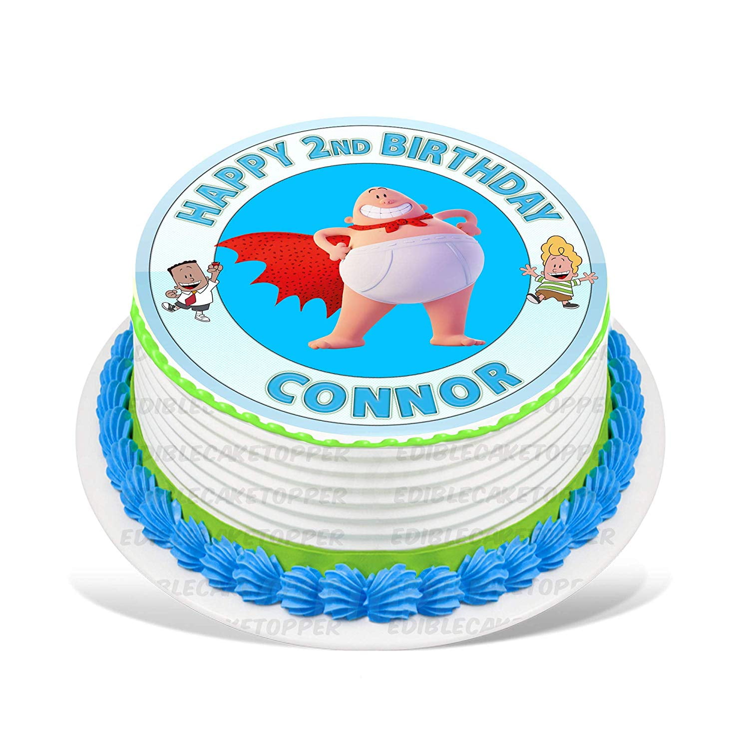 7.5 Inch Captain Underpants Cake Topper - Round Edible Birthday Cake ...