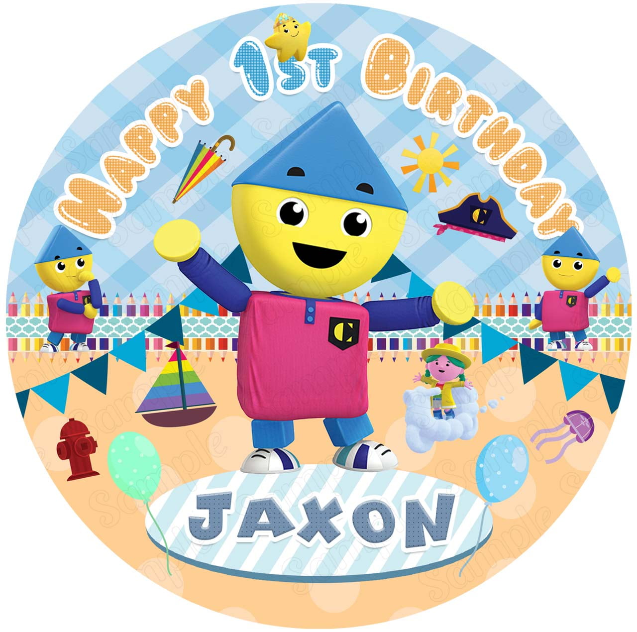 7.5 Inch Charlie Colorform City Cake Topper - Round Edible Birthday ...