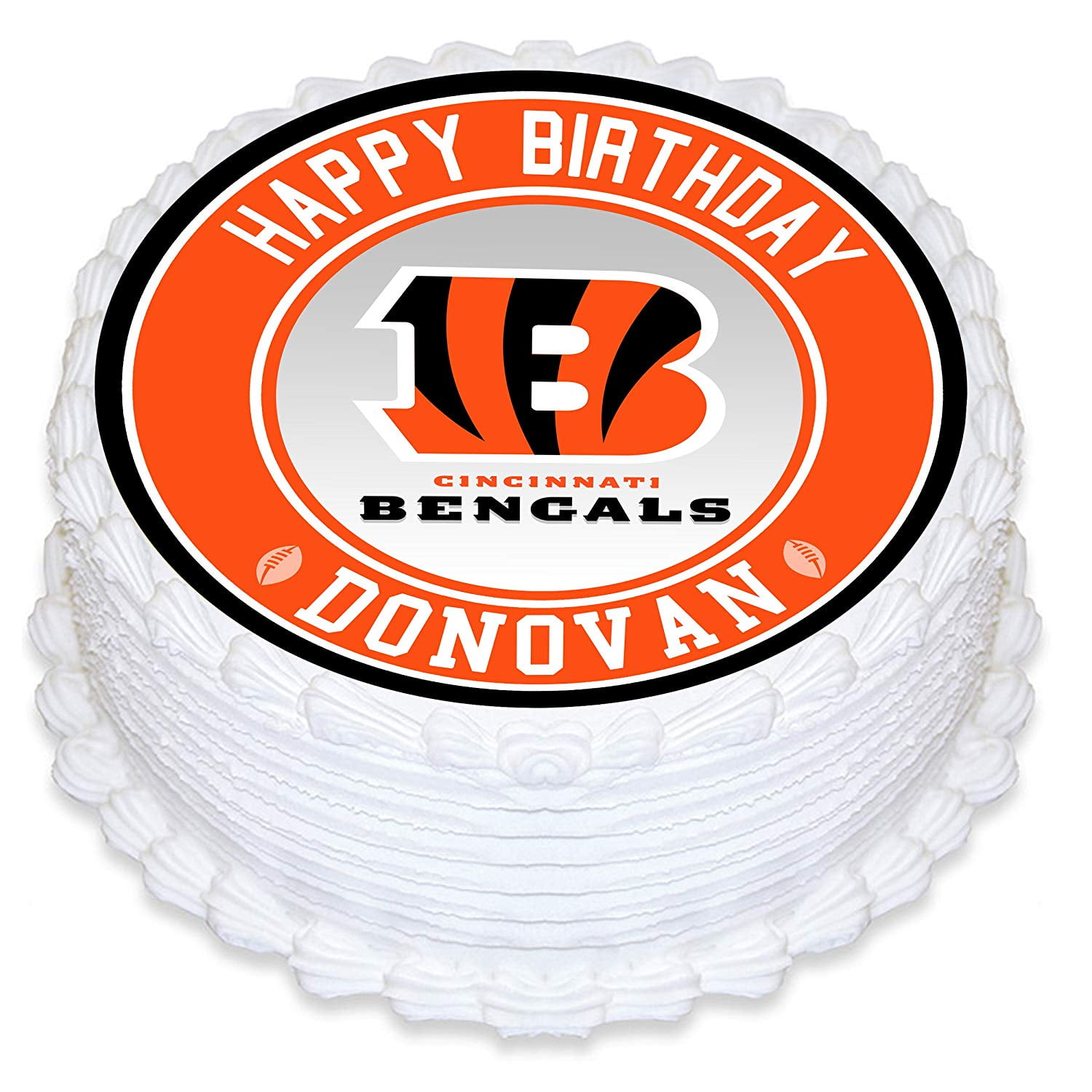 7.5 Inch Cincinnati Bengal Cake Topper - Round Edible Birthday Cake ...