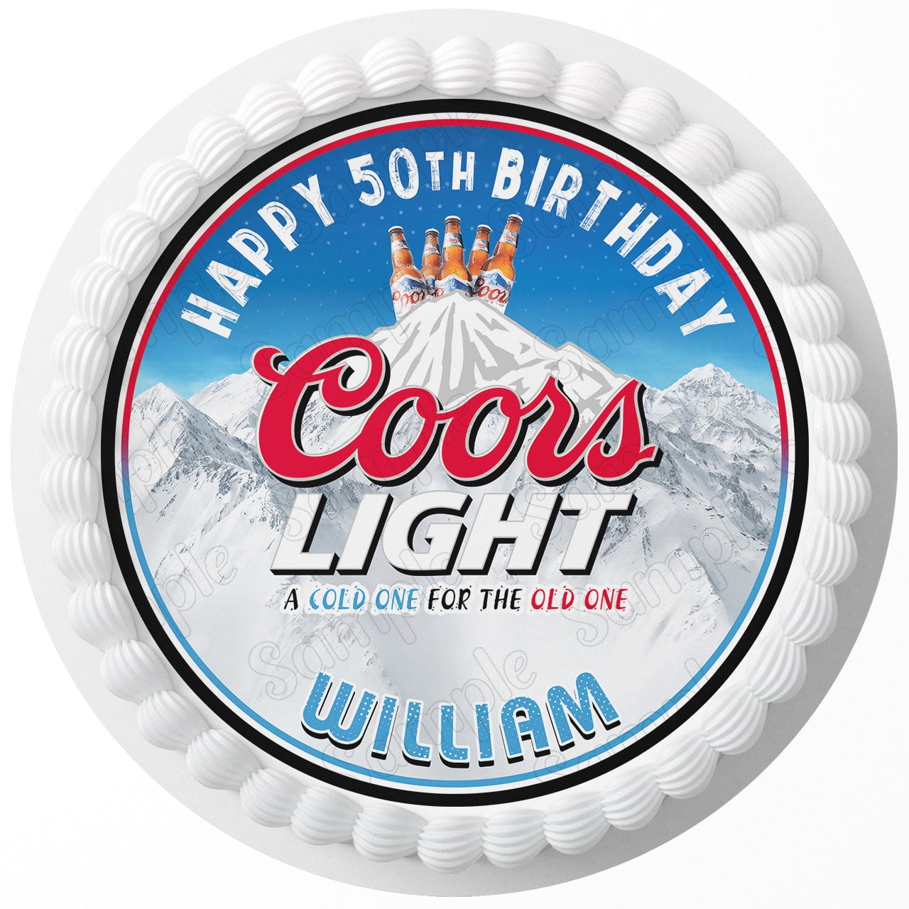 7.5 Inch Coors Light Cake Topper - Round Edible Birthday Cake ...