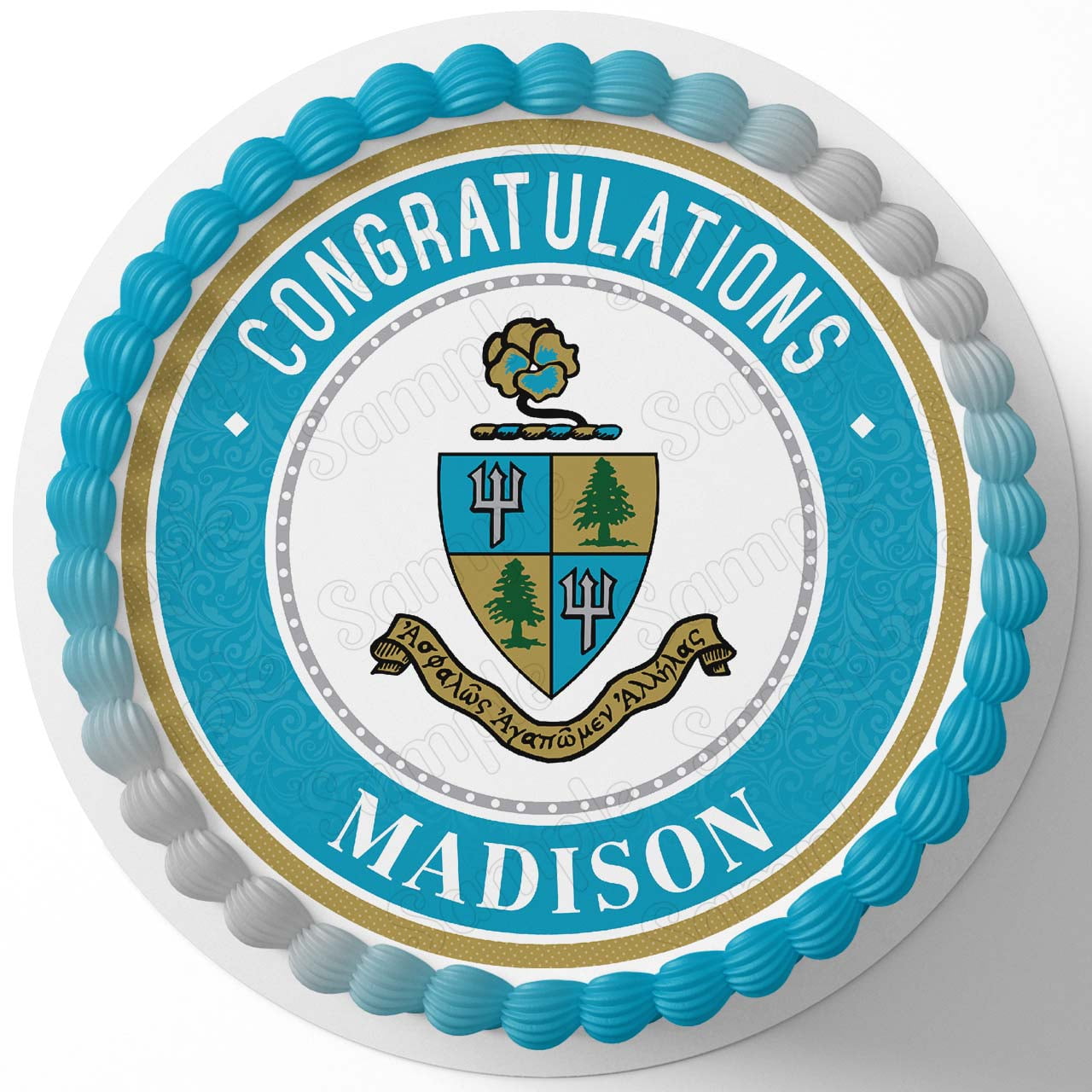 7.5 Inch Delta Delta Delta Cake Topper - Round Edible Birthday Cake ...