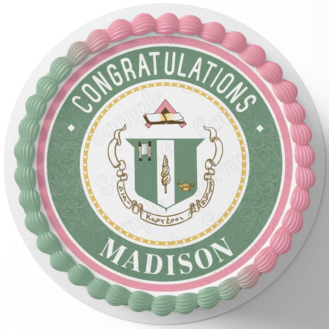 7.5 Inch Delta Zeta Cake Topper - Round Edible Birthday Cake ...