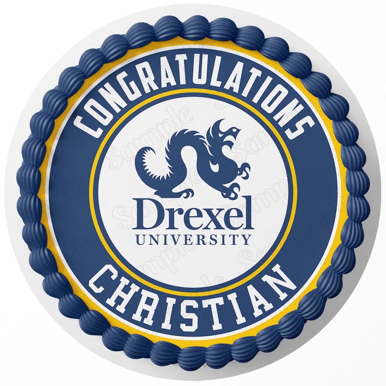7.5 Inch Drexel University Cake Topper - Round Edible Birthday Cake ...