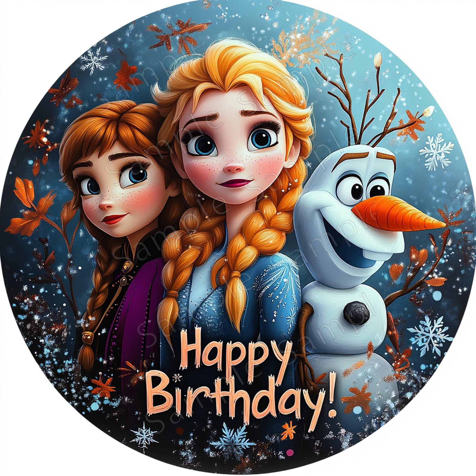 7.5 Inch Edible Cake Toppers – Winter Princess Happy Birthday Cake ...