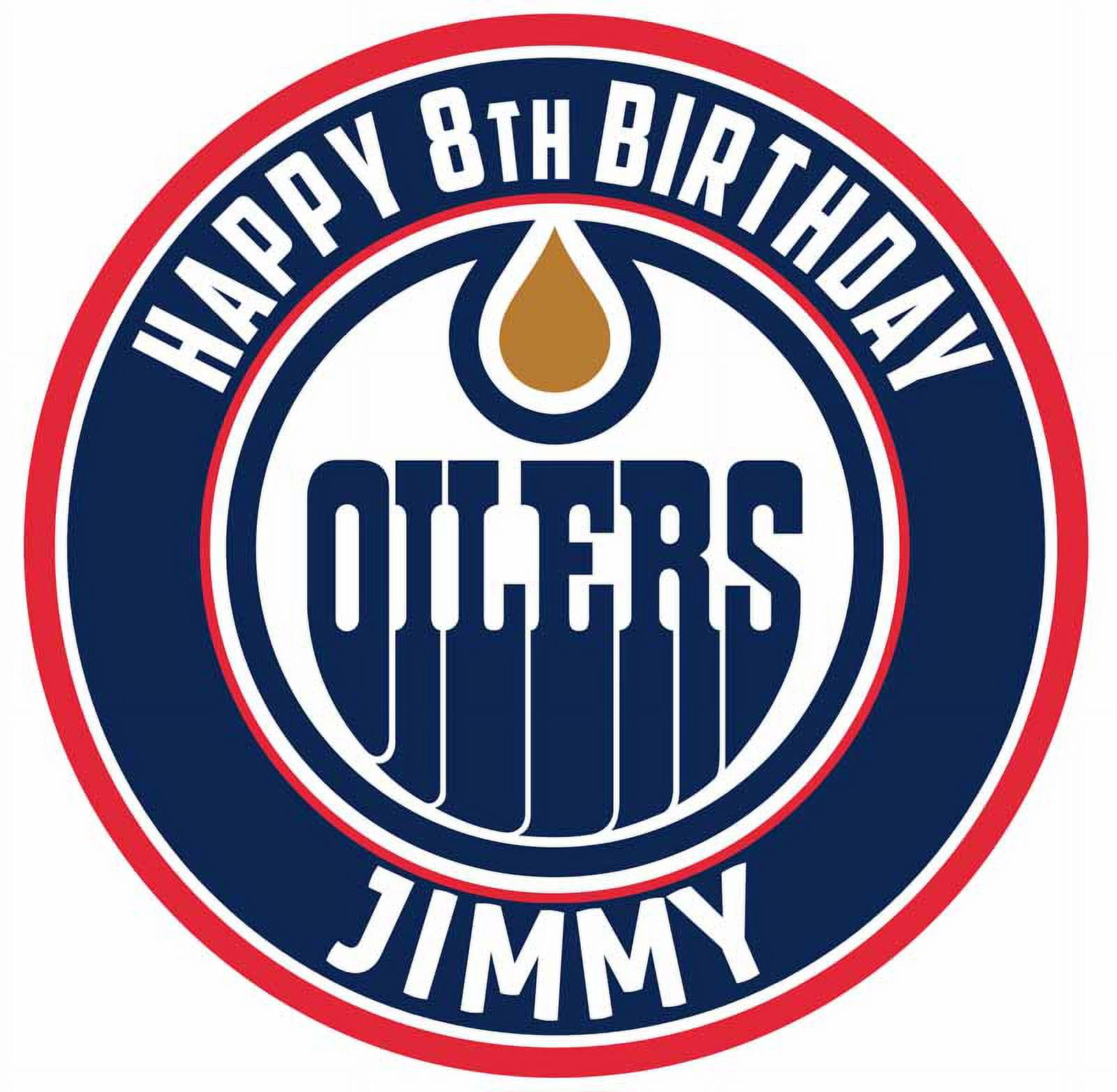 7.5 Inch Edmonton Oilers Cake Topper - Round Edible Birthday Cake ...
