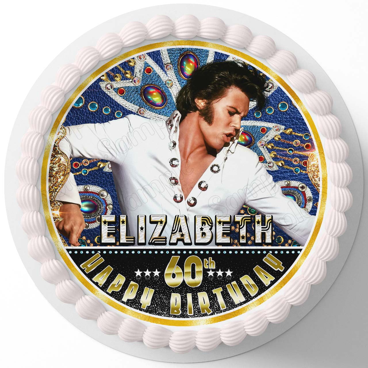 7.5 Inch Elvis Presley Movie Singer King Cake Topper - Round Edible ...