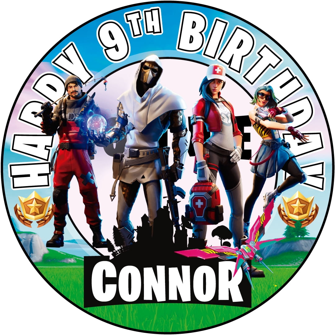 7.5 Inch Fornite B Cake Topper - Round Edible Birthday Cake Decorations ...