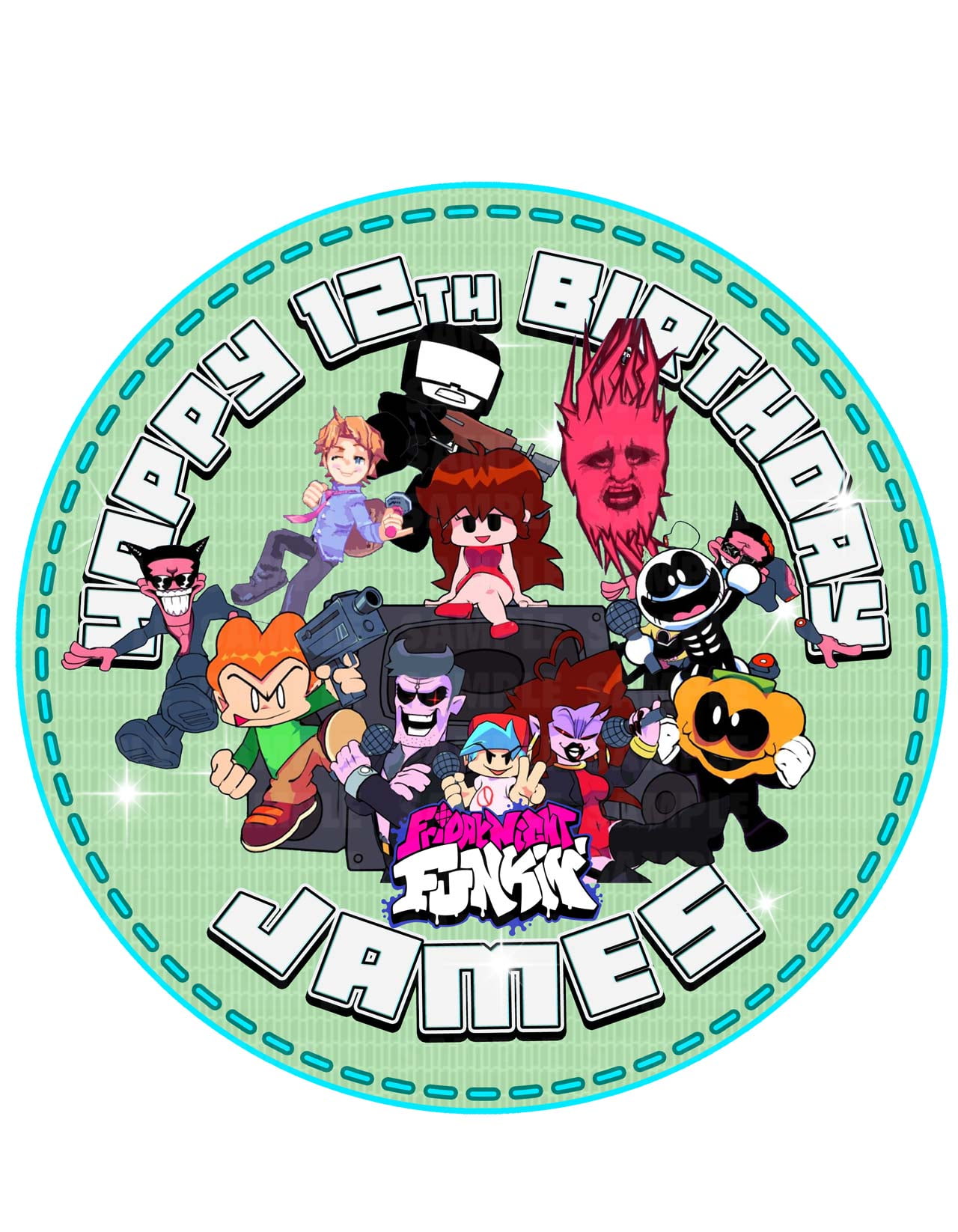 7.5 Inch Friday Night Funkin Spookeez Cake Topper - Round Edible ...