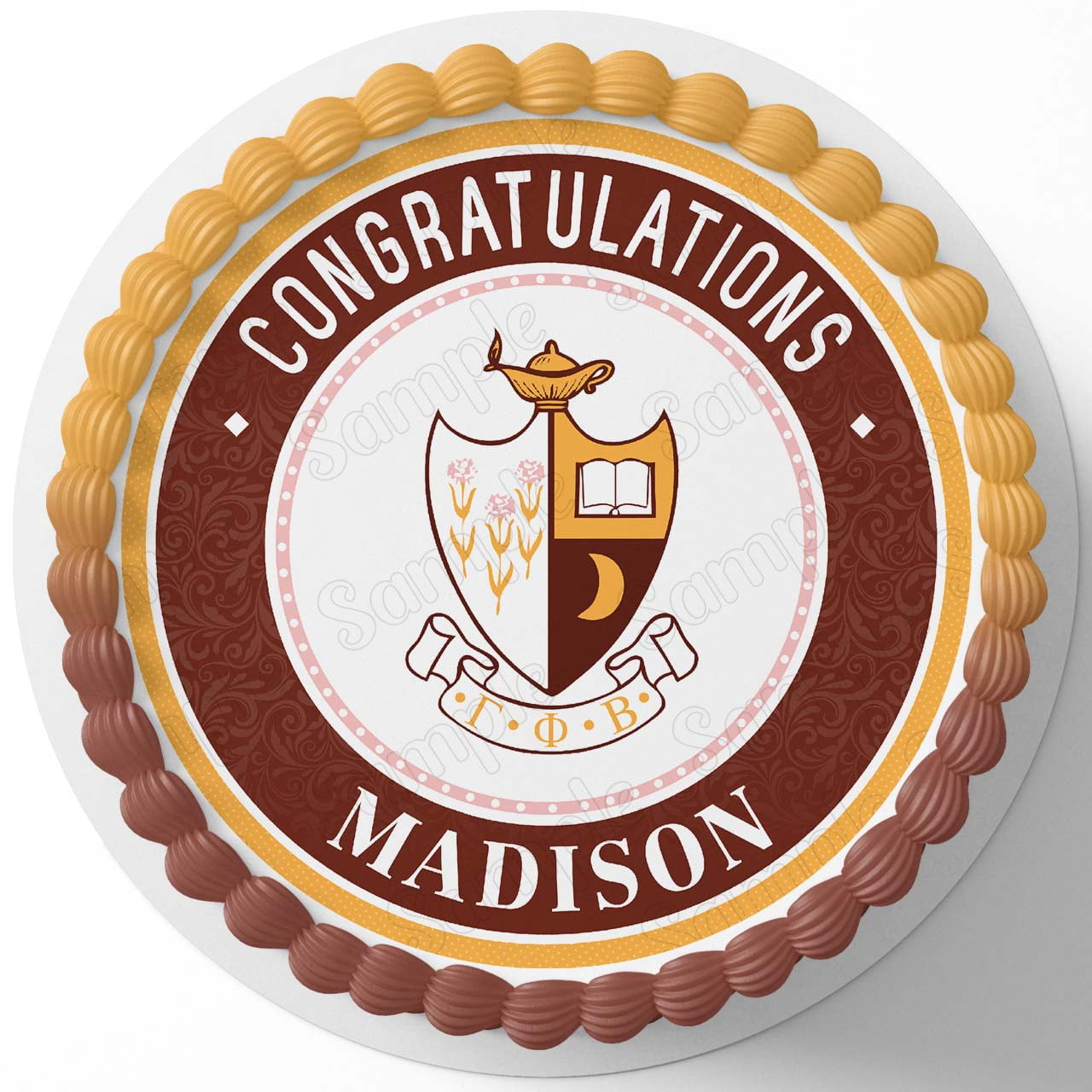 7.5 Inch Gamma Phi Beta Cake Topper - Round Edible Birthday Cake ...