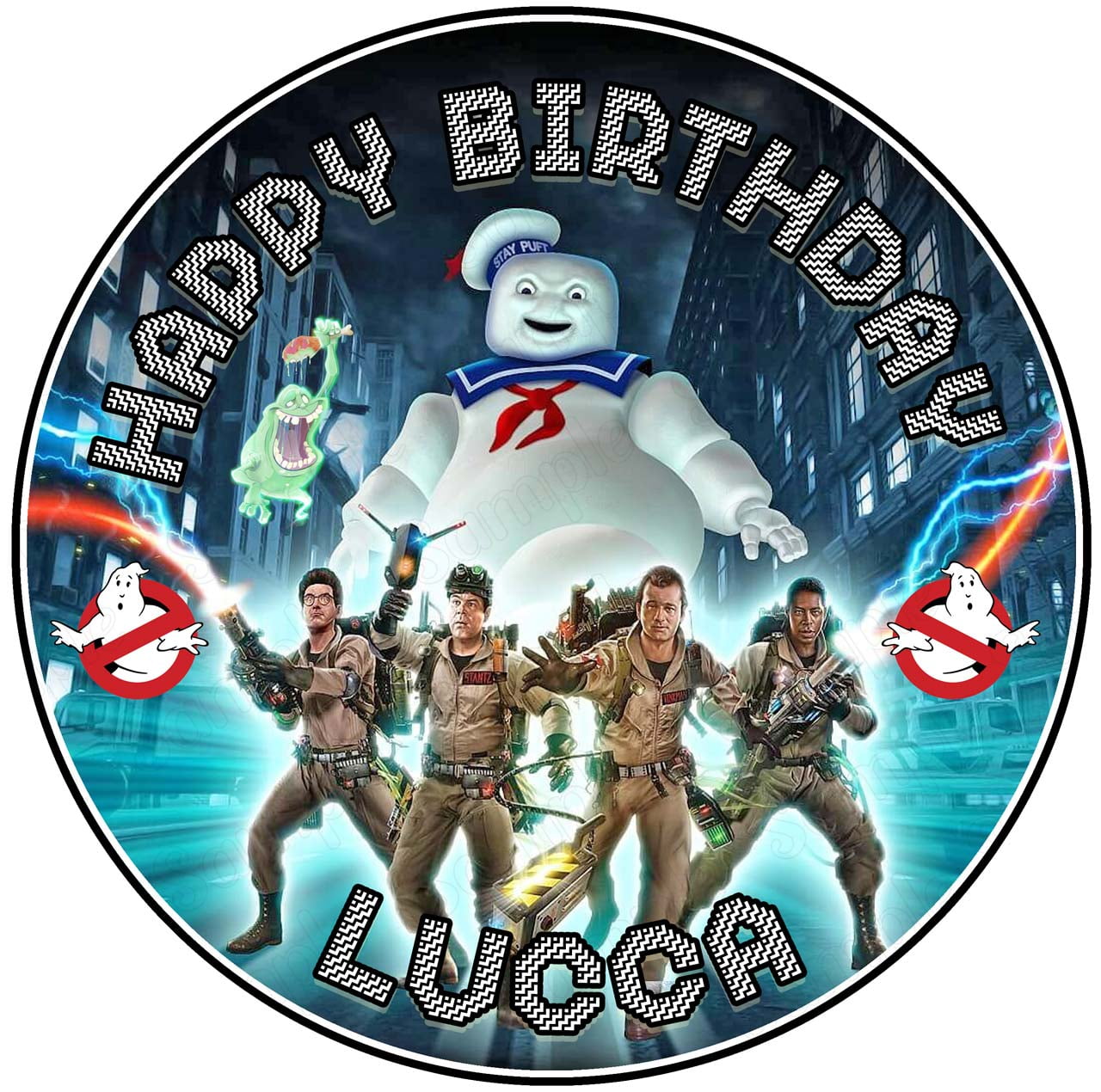 7.5 Inch Ghostbusters Cake Topper - Round Edible Birthday Cake ...