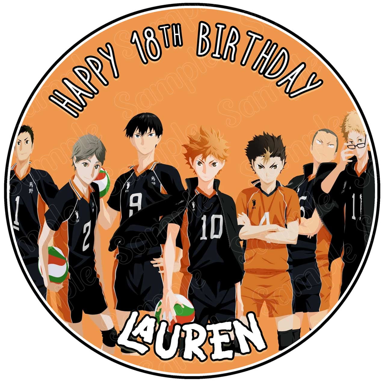 7.5 Inch Haikyuu Karasuno Cake Topper - Round Edible Birthday Cake ...