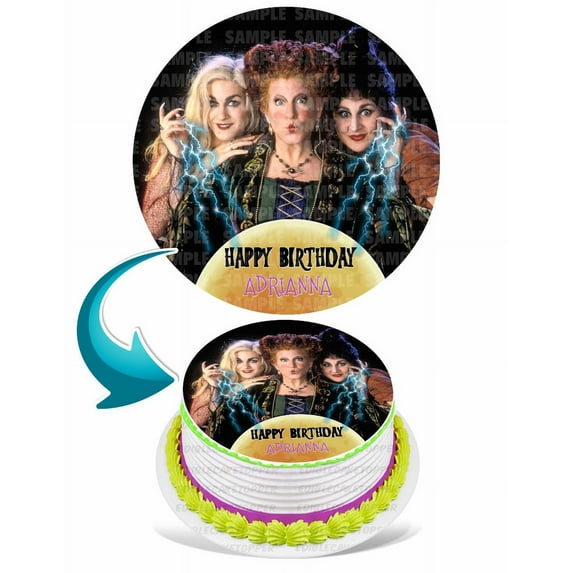 7.5 Inch Hocus Pocus Cake Topper - Round Edible Birthday Cake ...