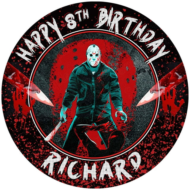 7.5 Inch Jason Voorhees Cake Topper - Round Edible Birthday Cake ...