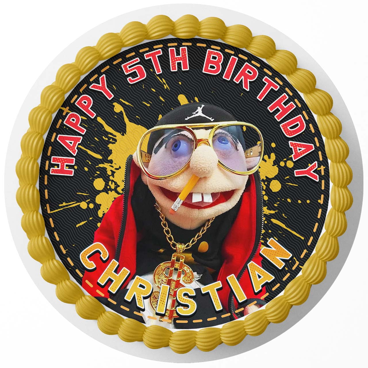 7.5 Inch Jeffy The Muppet Cake Topper - Round Edible Birthday Cake ...