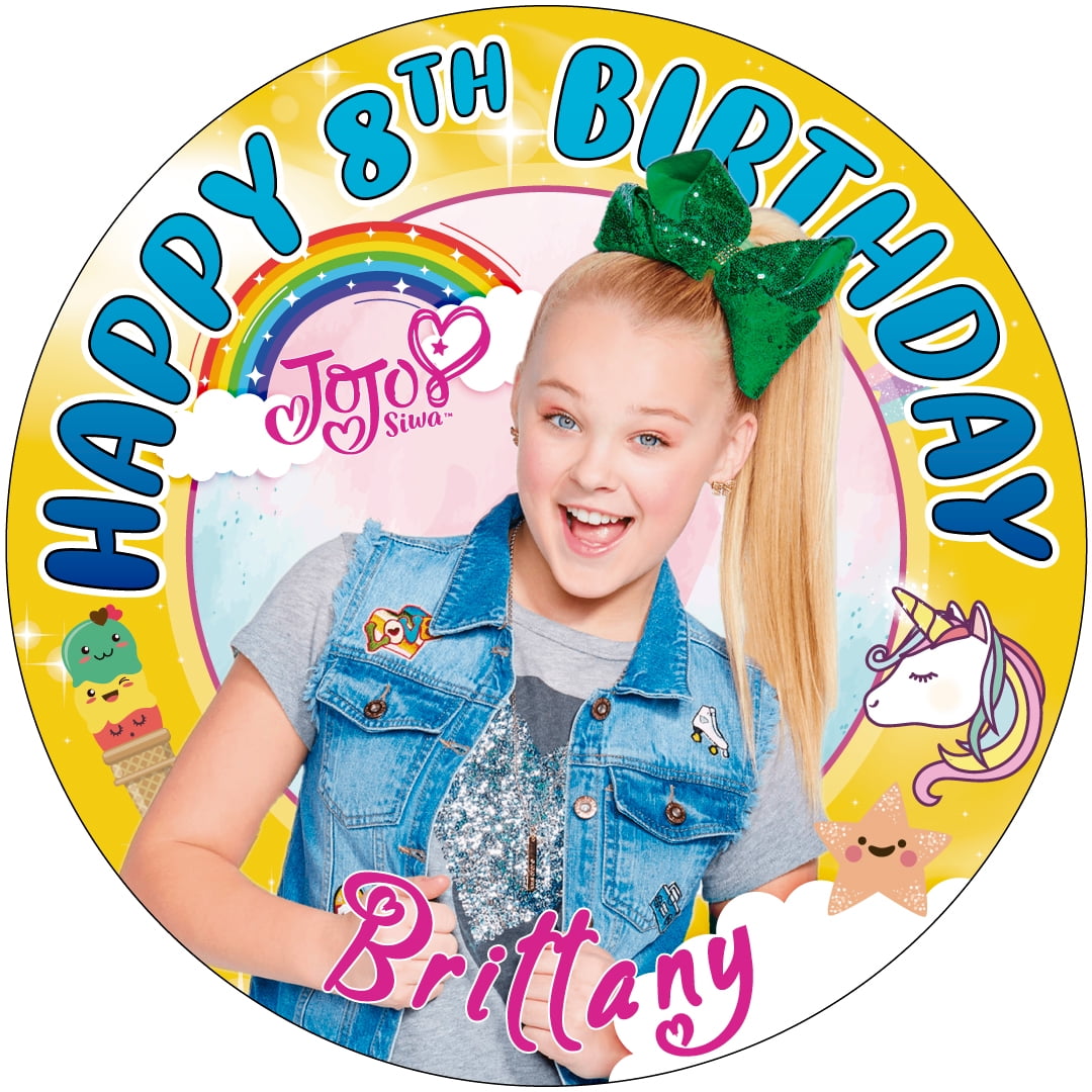 7.5 Inch JoJo Siwa B Cake Topper - Round Edible Birthday Cake ...