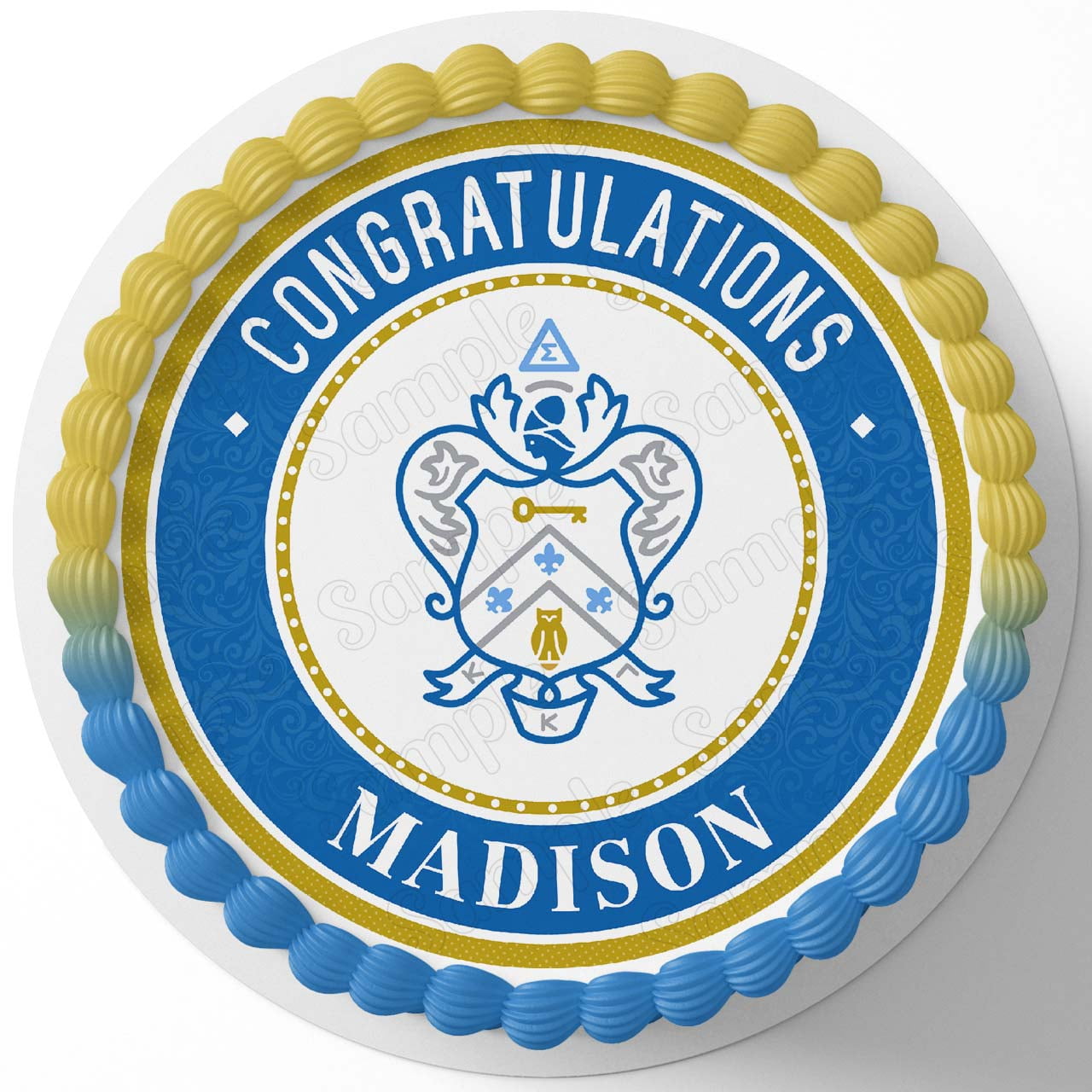 7.5 Inch Kappa Kappa Gamma Cake Topper - Round Edible Birthday Cake ...