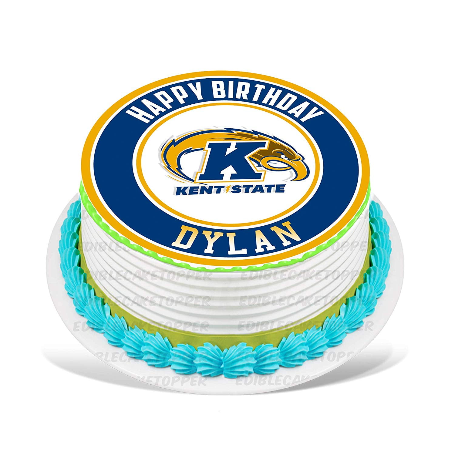 7.5 Inch Kent State Cake Topper - Round Edible Birthday Cake ...