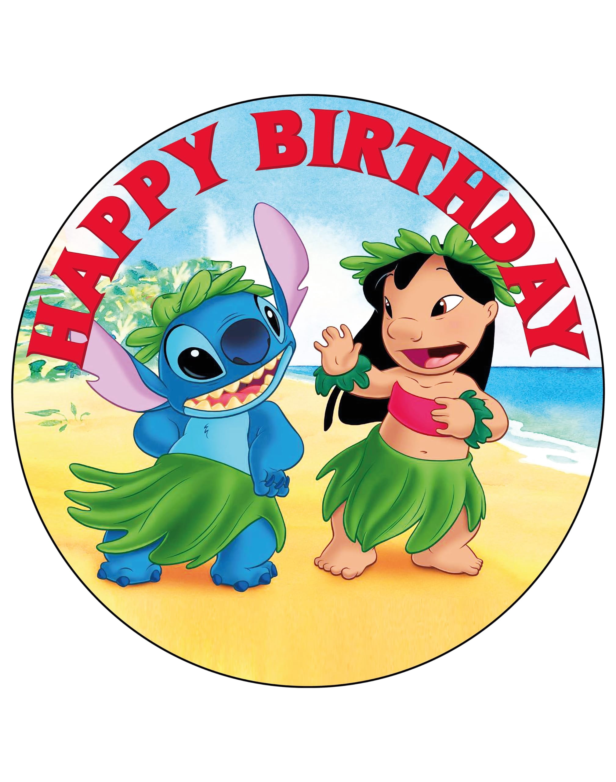 7.5 Inch Lilo And Freind Cake Topper – Round Edible Birthday Cake ...