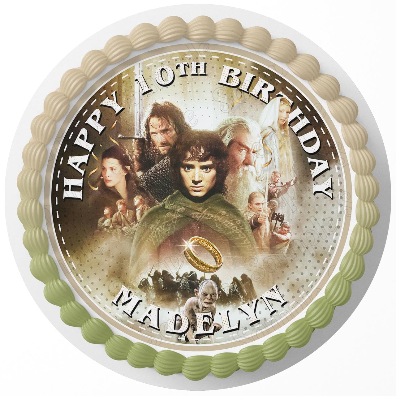 7.5 Inch Lord Of The Ring Cake Topper - Round Edible Birthday Cake ...