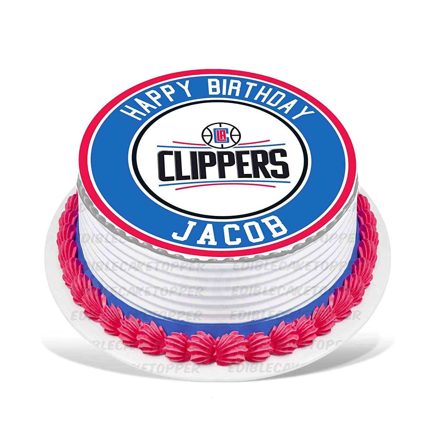 7.5 Inch Los Angeles Clippers Cake Topper - Round Edible Birthday Cake ...