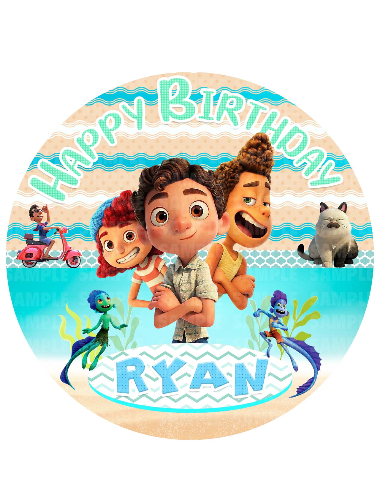 7.5 Inch Luca Disney RD Cake Topper - Round Edible Birthday Cake ...