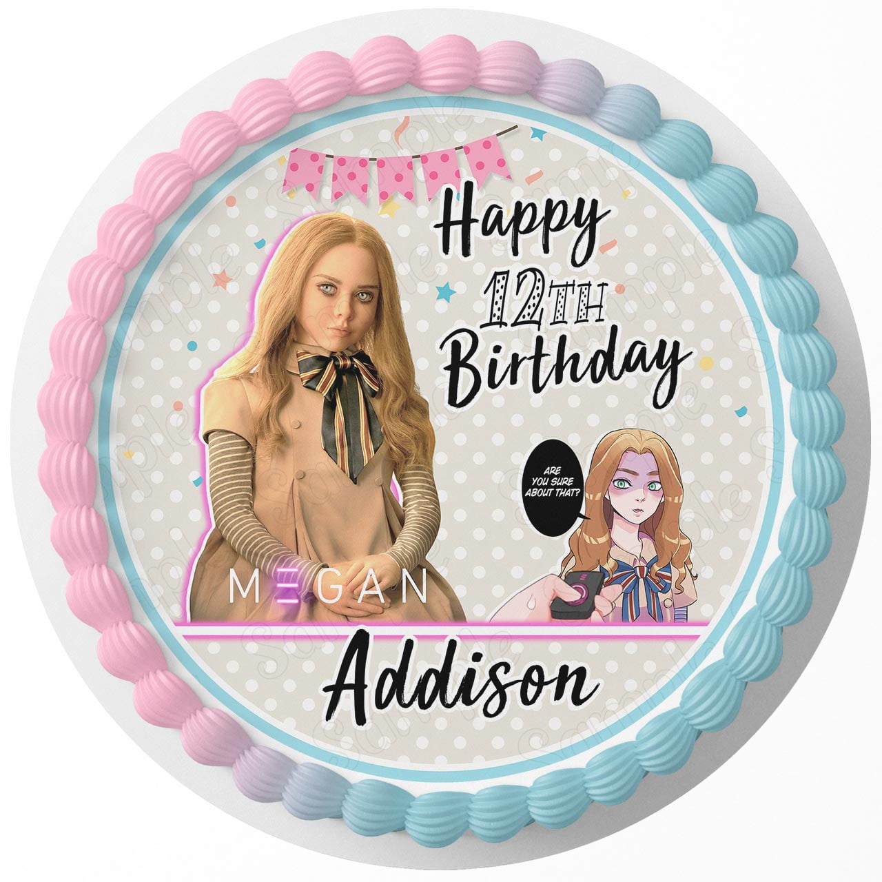 7.5 Inch M3GAN Movie 2022 Cake Topper - Round Edible Birthday Cake ...