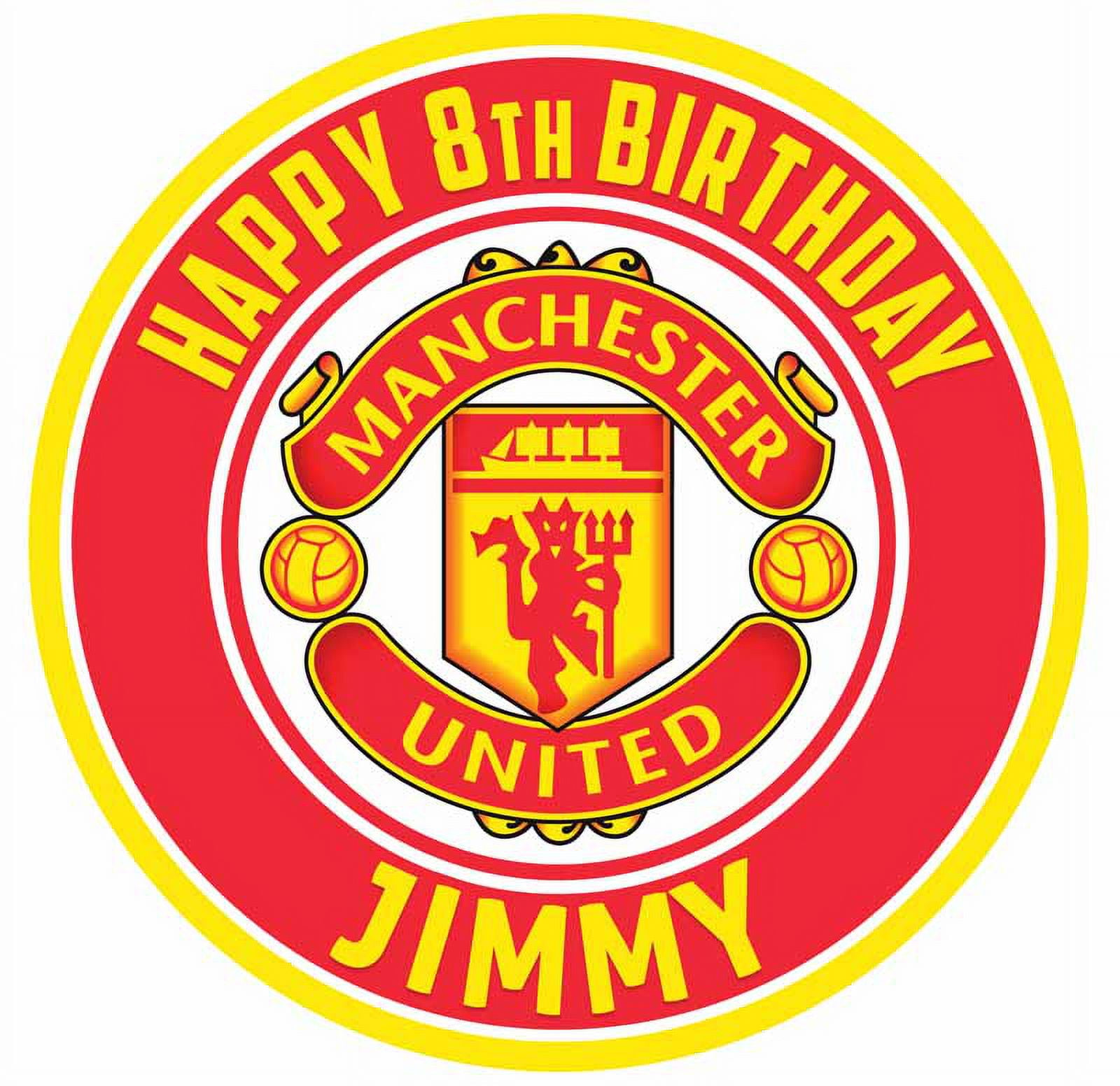 7.5 Inch Manchester United FC Cake Topper - Round Edible Birthday Cake ...