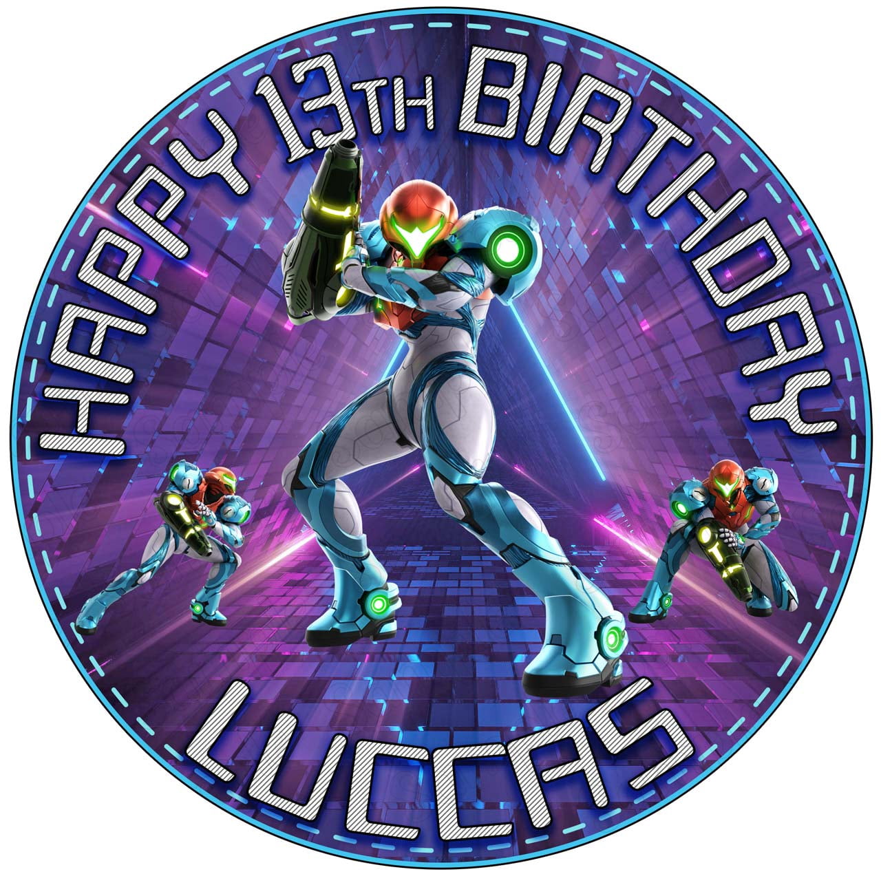 7.5 Inch Metroid Dread Cake Topper - Round Edible Birthday Cake ...