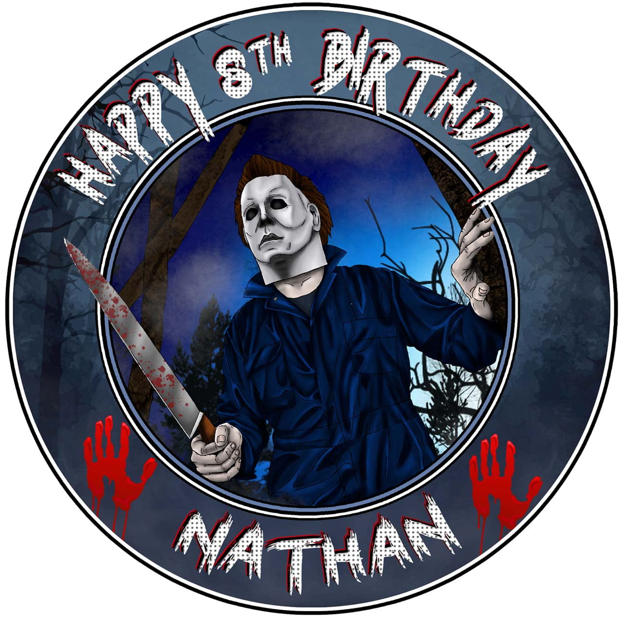 7.5 Inch Michael Myers Cake Topper - Round Edible Birthday Cake ...