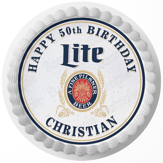7.5 Inch Miller Lite Cake Topper - Round Edible Birthday Cake ...