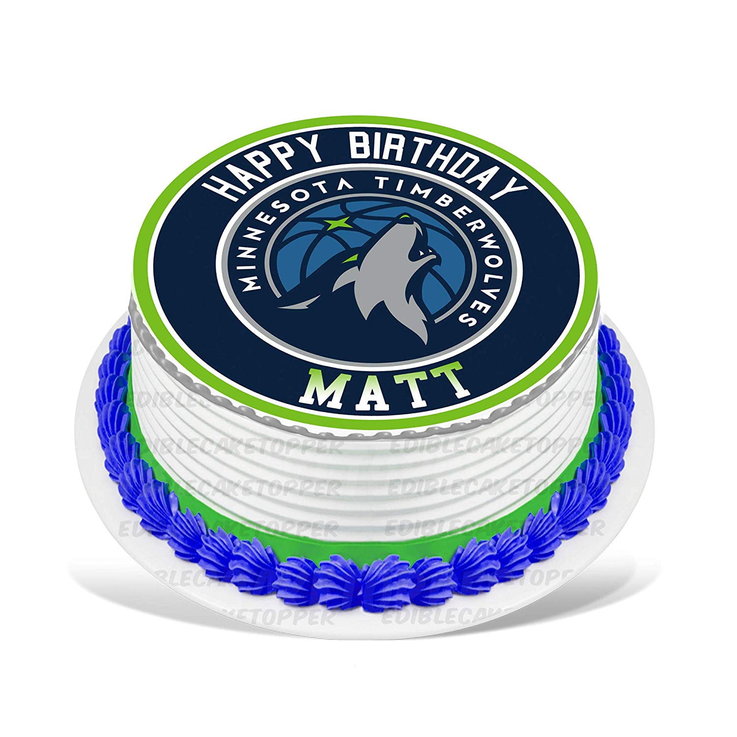 7.5 Inch Minnesota Timberwolves Cake Topper - Round Edible Birthday ...