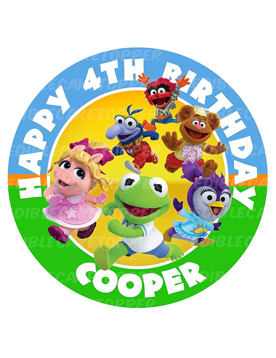 7.5 Inch Muppet Babies Cake Topper - Round Edible Birthday Cake ...
