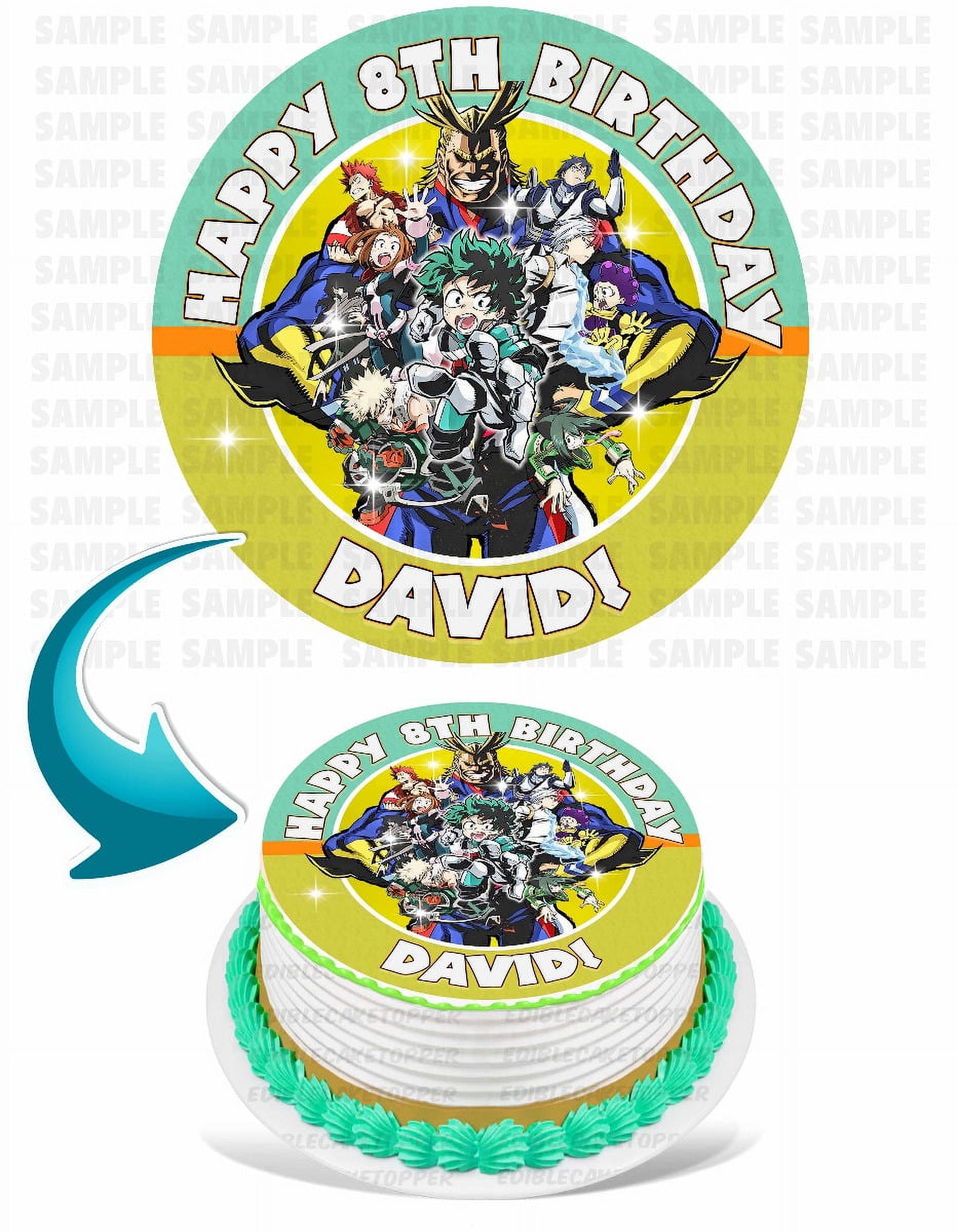 7.5 Inch My Hero Academia Cake Topper - Round Edible Birthday Cake ...