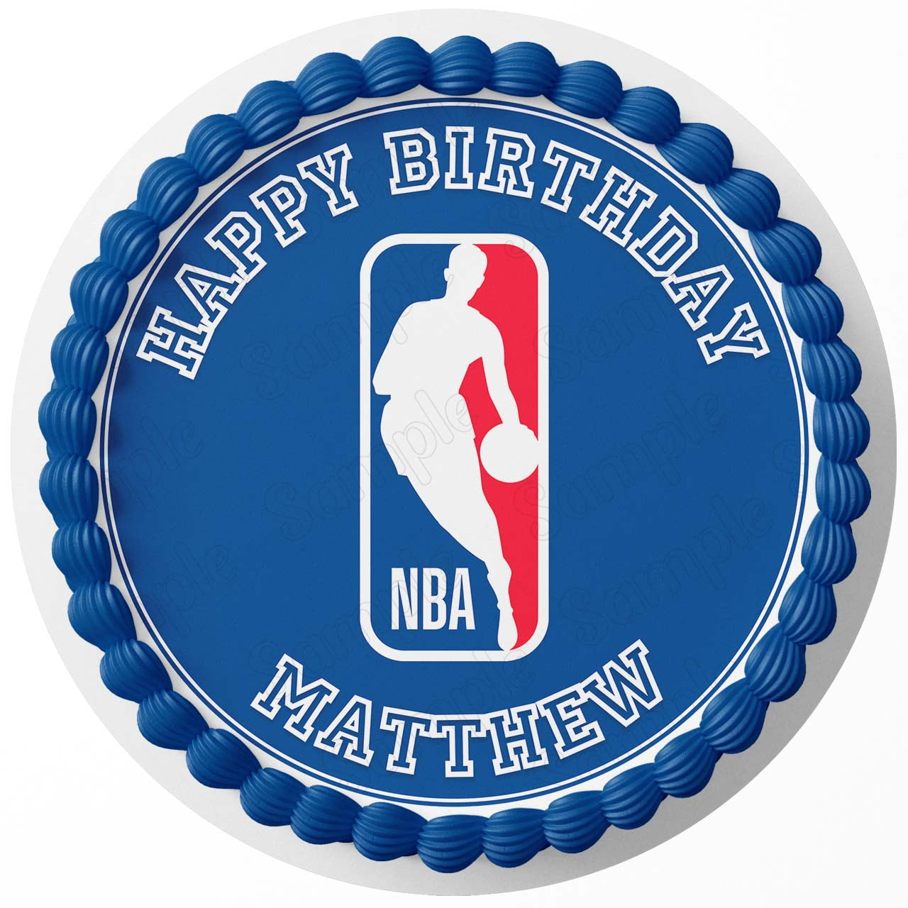 7.5 Inch NBA Logo Basketball Cake Topper - Round Edible Birthday Cake ...