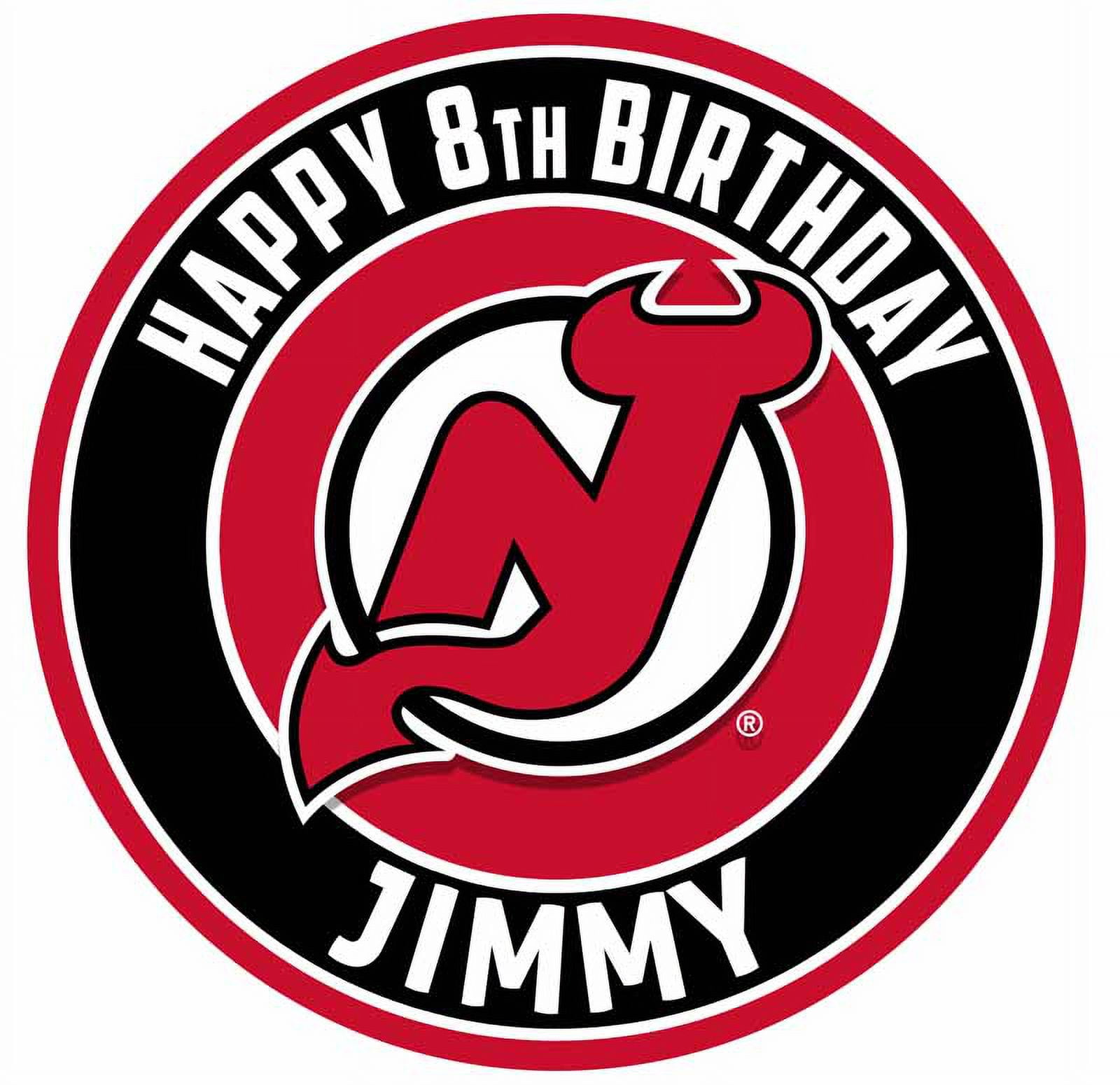 7.5 Inch New Jersey Devils Cake Topper - Round Edible Birthday Cake ...