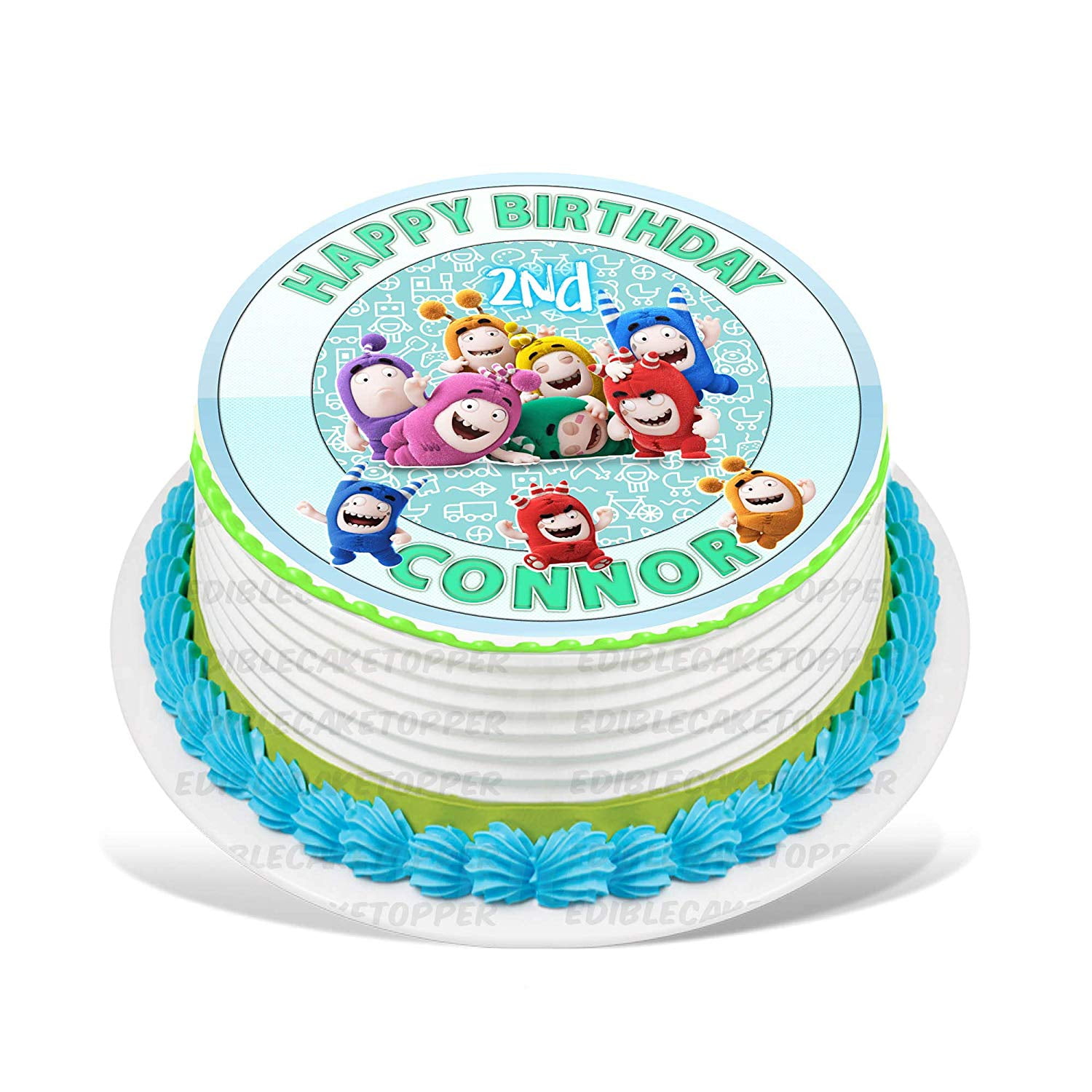 7.5 Inch Oddbods Cake Topper - Round Edible Birthday Cake Decorations ...