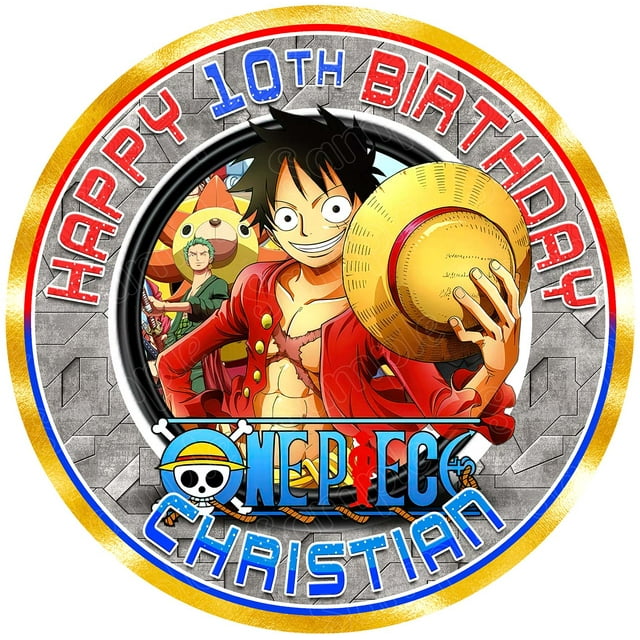 7.5 Inch One Piece Luffy RD Cake Topper - Round Edible Birthday Cake ...