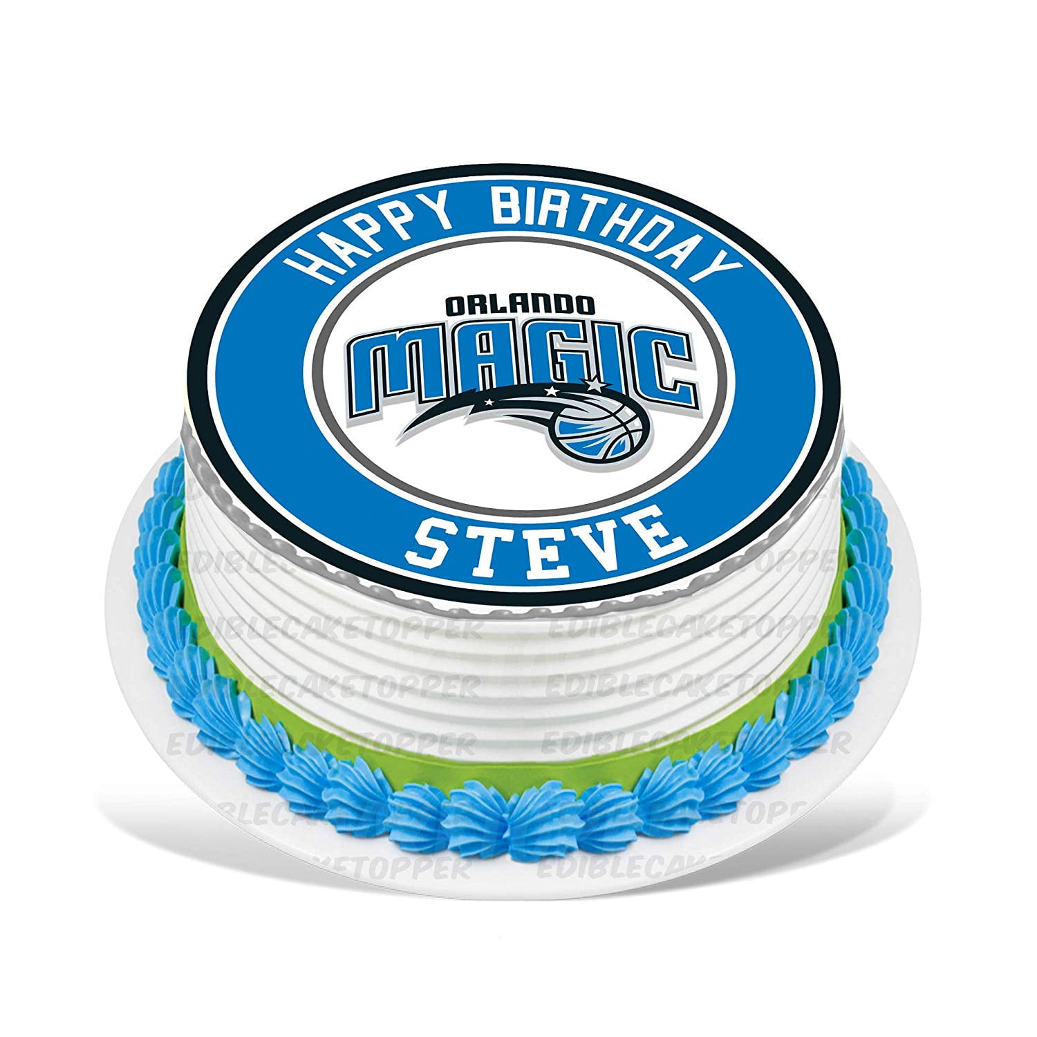 7.5 Inch Orlando Magic Cake Topper - Round Edible Birthday Cake ...