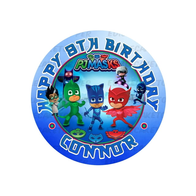 7.5 Inch PJ Masks Catboy Owlette Gekko Cake Topper - Round Edible ...