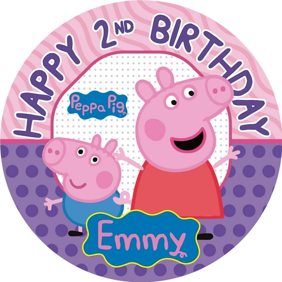 7.5 Inch Peppa Pig Cake Topper - Round Edible Birthday Cake Decorations ...