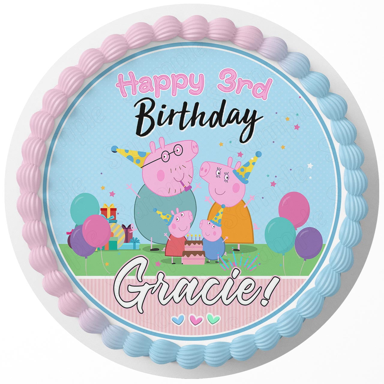 7.5 Inch Peppa Pig Cake Topper - Round Edible Birthday Cake Decorations ...
