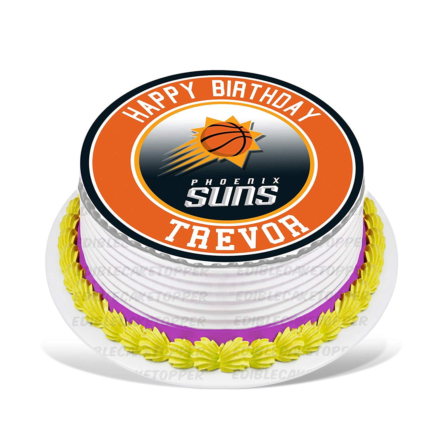 7.5 Inch Phoenix Suns Cake Topper - Round Edible Birthday Cake ...