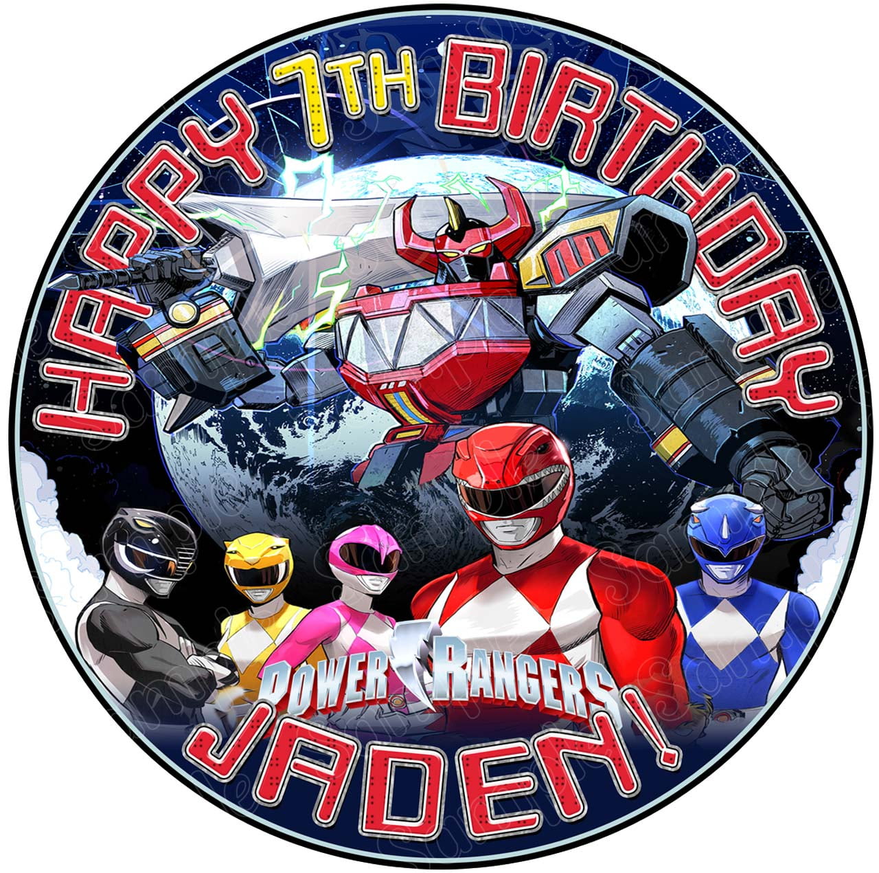 7.5 Inch Power Rangers 2022 Rd Cake Topper - Round Edible Birthday Cake ...
